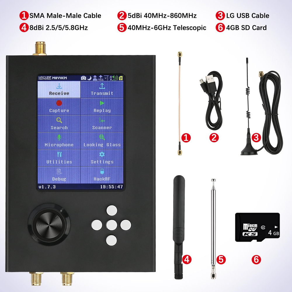 Portapack H2 Sdr приёмник Hackrf One с набором антенн C Sd карта 4g