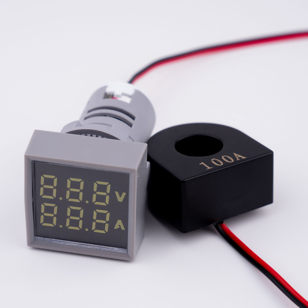 Цифровой амперметр и вольтметр 220AC 22мм, белый, панель квадратная ...