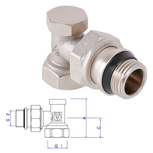 Клапан настроечный радиаторный 1/2" вн-нар VALTEC угловой ...