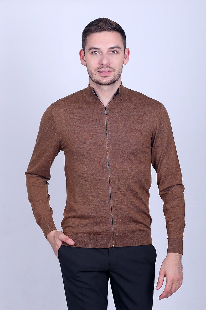 Кардиган Мужской Slava Zaitsev светло-коричневый Шерсть, размер 54 ...