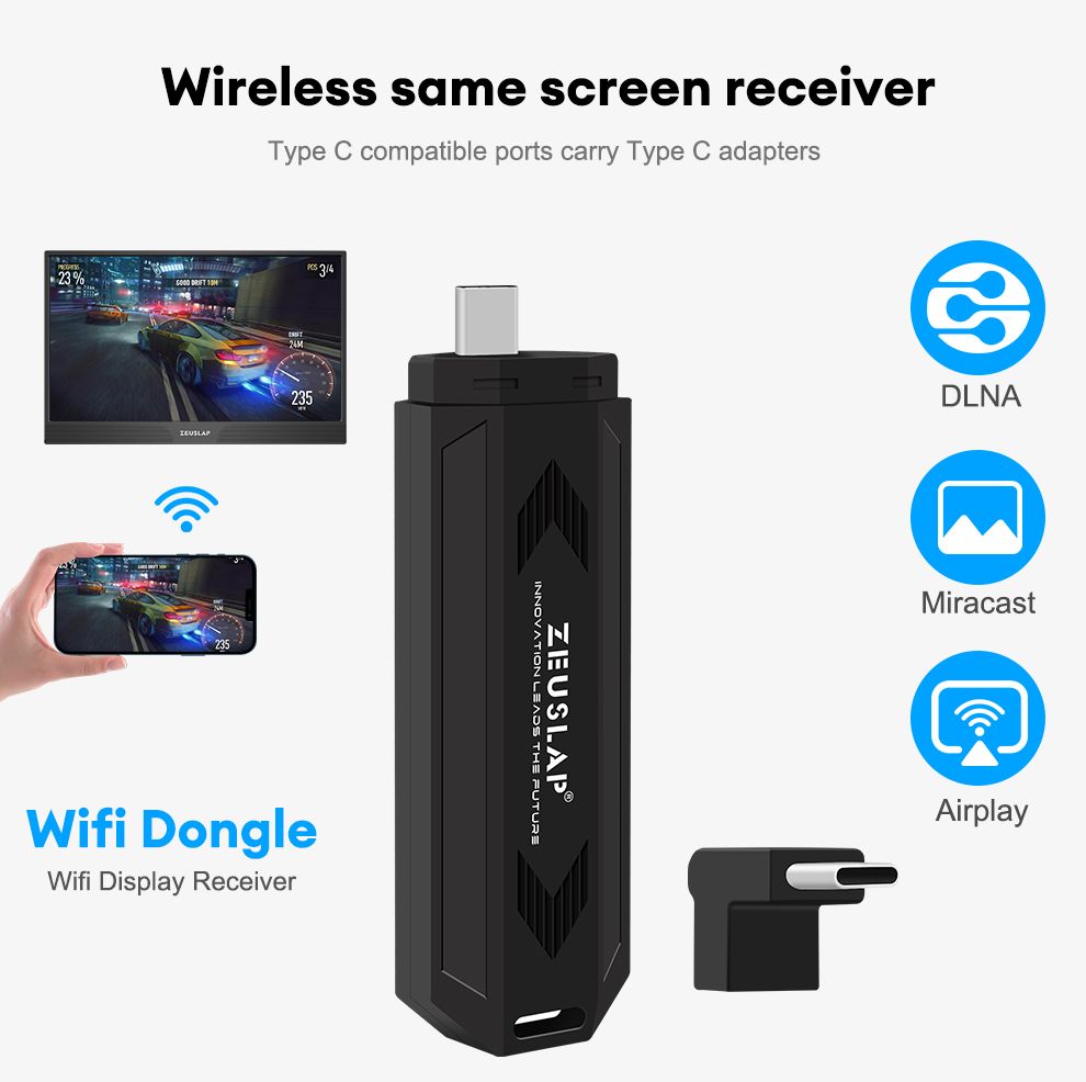 ZEUSLAP Thunderbolts Type C 1080P Беспроводной WiFi Дисплей ТВ Ключ ...