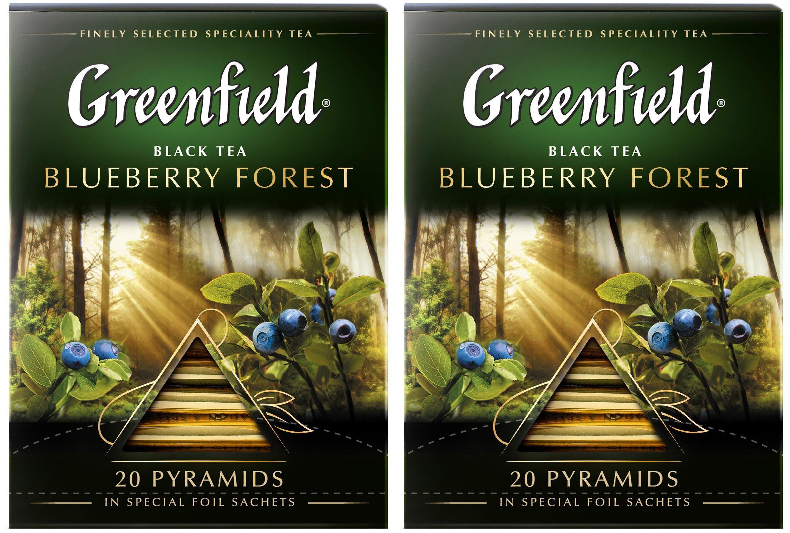 Greenfield Чай черный Blueberry Forest, пирамидки, 20 шт по 1,8 г, 2 уп ...