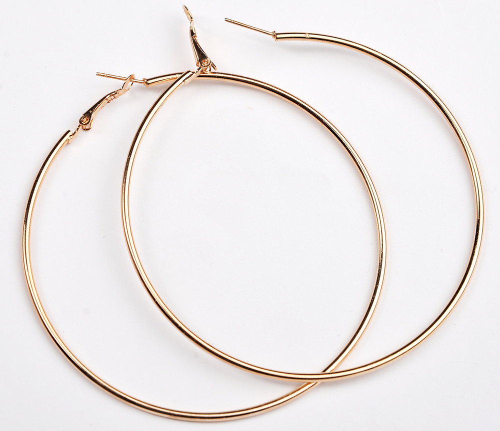 Серьги BASE RINGS, кольца, конго, бижутерия, золотистые, диаметр 8 см ...