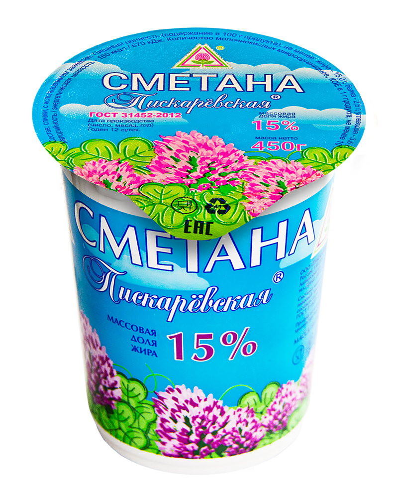 Сметана Пискаревская, 15%, 450 г - купить с доставкой по выгодным ценам ...