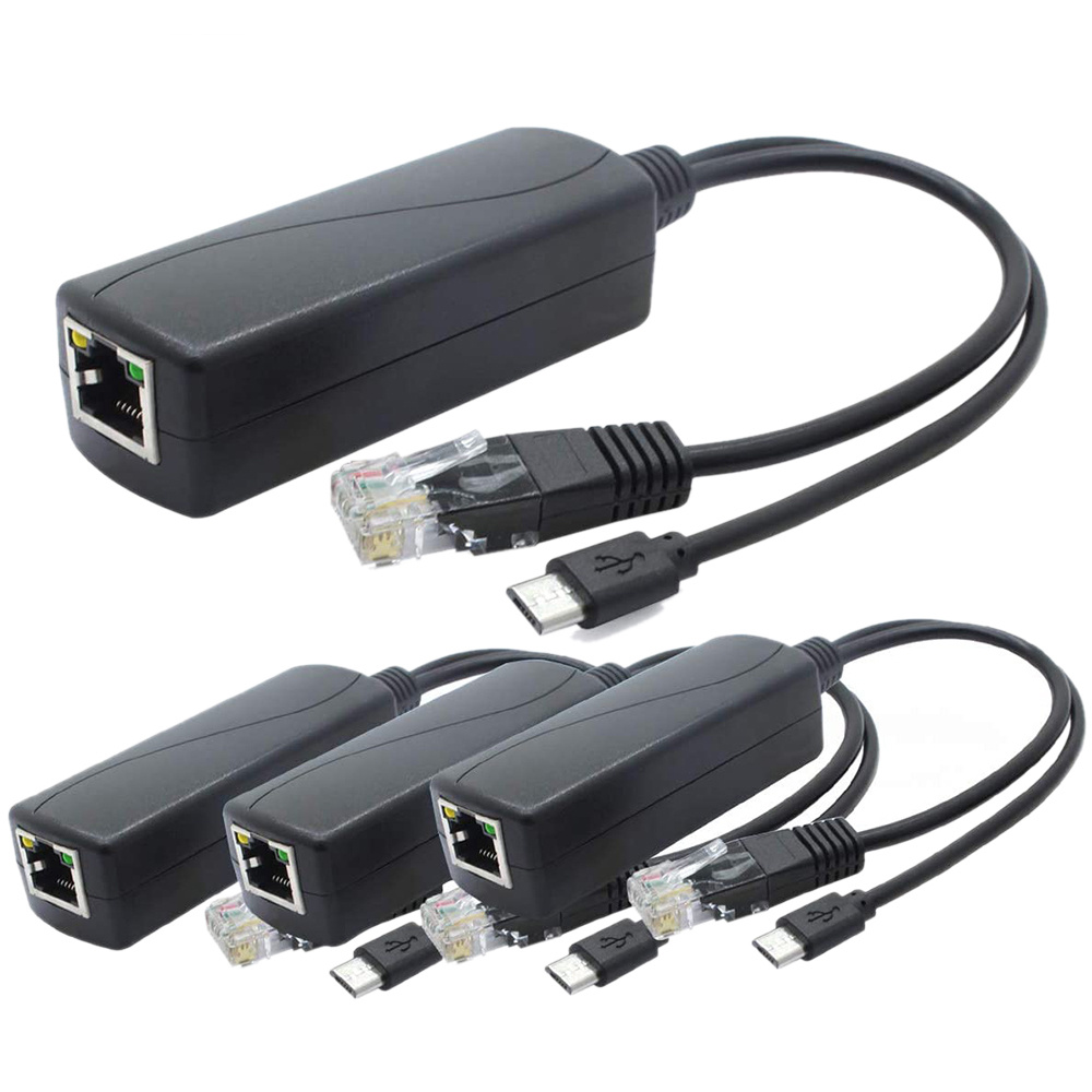 4-Pack 5V PoE Splitter, 48V To 5V 2.4A Adapter с разъемом Micro-USB ...