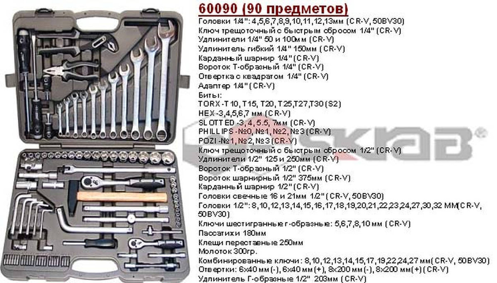 Набор автомобильный 90пр. SKRAB (Skrab) (Артикул : 60090) - купить с ...
