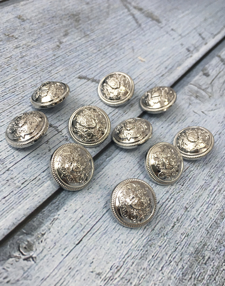 Декоративные металлические пуговицы на ножке с гербом диаметр 15 мм, 10 ...