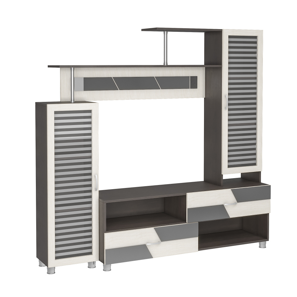 Стенка для гостиной СТОЛПЛИТ Марта-7 мини, с 9 полками, 2 выдвижных ...