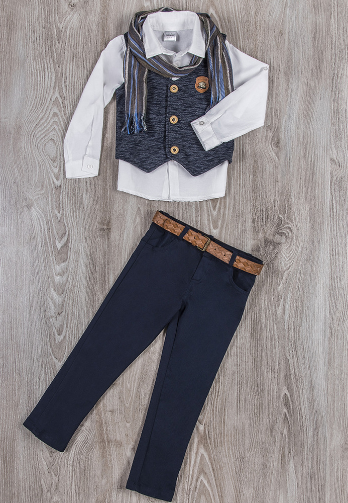 Комплект одежды Мальчики Cascatto Вечерний/праздничный брючный, с жилетом белый, голубой, размер ...