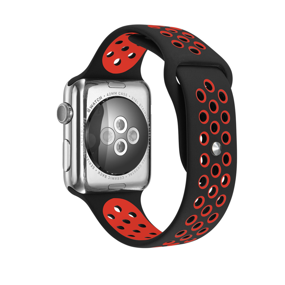Ремешок для Apple Watch 38/40/41mm Nike Sport Band Черно-Красный ...