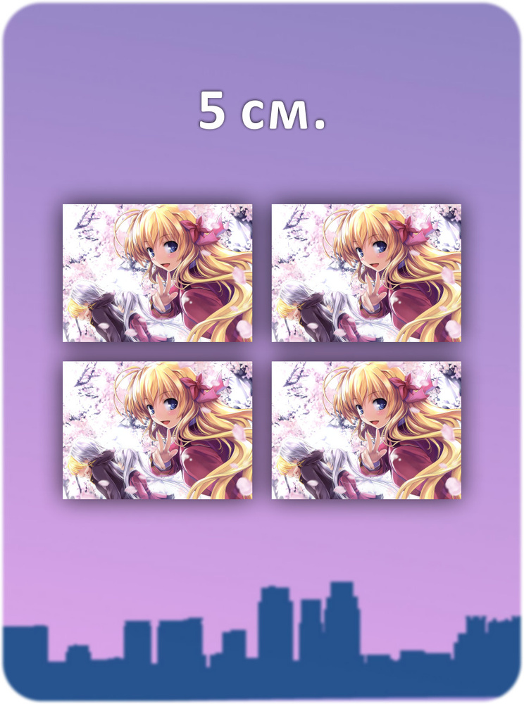 Наклейка Стикер Аниме девушка жест улыбка бант узоры купить по выгодной цене в интернет магазине
