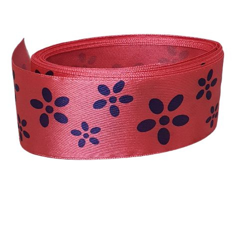 Лента атласная "Цветочки"односторонняя с рисунком, 40мм (5м) - купить с ...