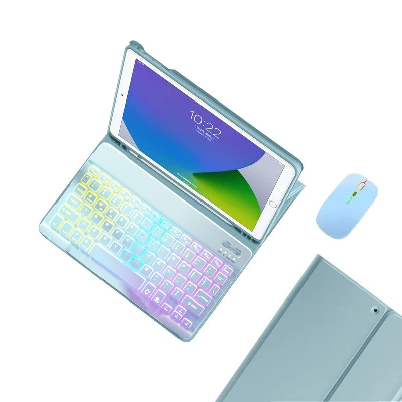 Чехол с клавиатурой для iPad 10,2 дюйма с Клавиатура с подсветкой +мышь ...