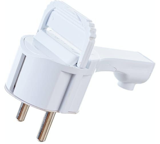 Угловая плоская вилка с заземлением, 16А, белая, Electraline 55043 ...
