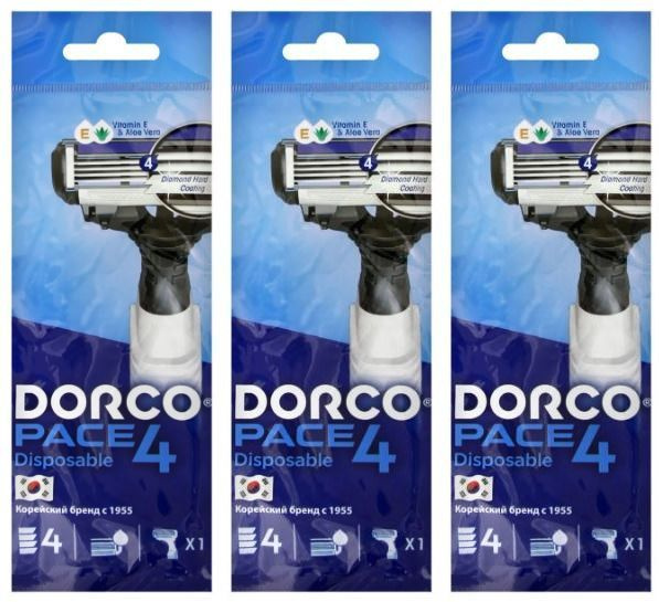 DORCO Бритва одноразовая, PACE 4, 4-лезвийная, плавающая головка ...