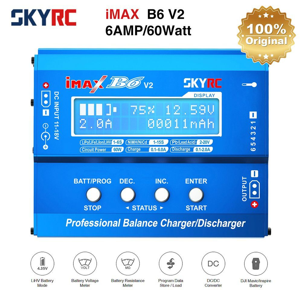 Оригинальное балансное зарядное устройство SKYRC IMAX B6 V2 6A 60 Вт, разрядное устройство ...