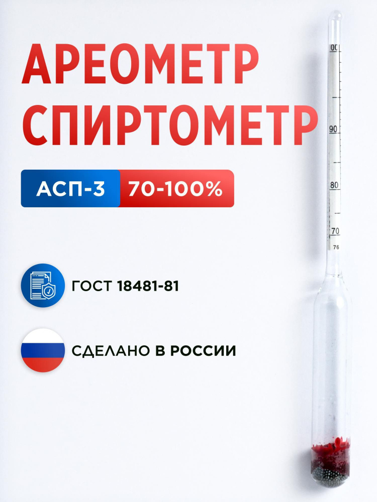 Спиртометр (ареометр) АСП-3, 70-100% - купить с доставкой по выгодным ...