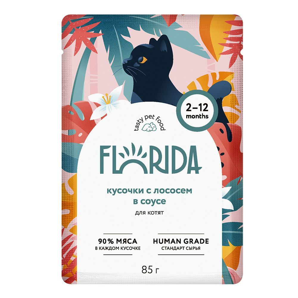 FLORIDA (Флорида) Паучи для котят: кусочки с лососем в соусе 12 шт ...