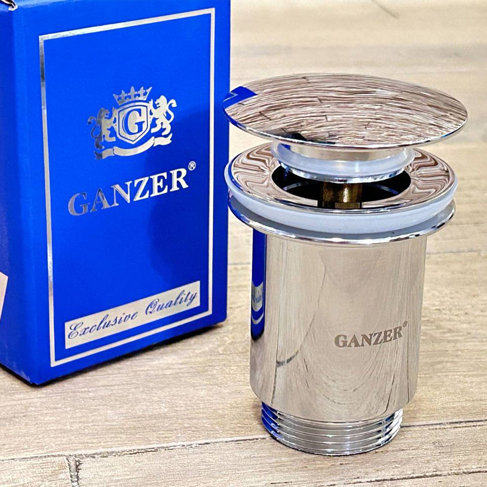 Донный клапан из латуни для раковины и умывальника с переливом GANZER F ...