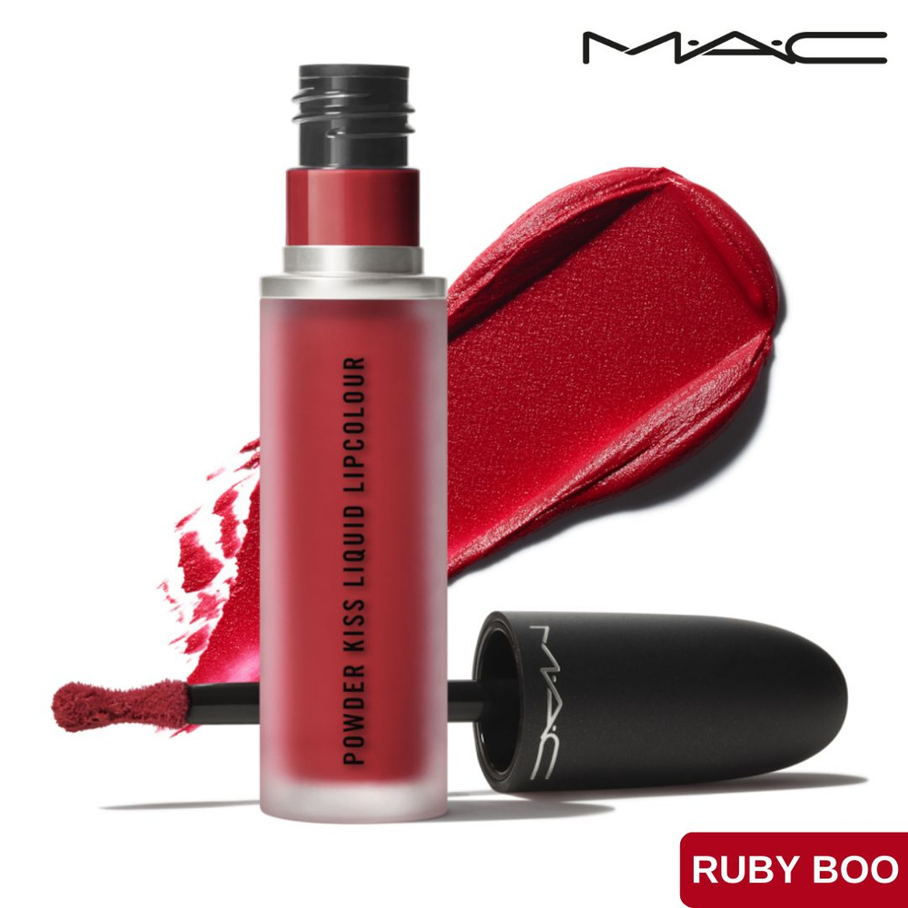 Жидкая матовая помада MAC Powder Kiss, 5 мл, Ruby Boo, держится до 10 часов - купить с доставкой ...
