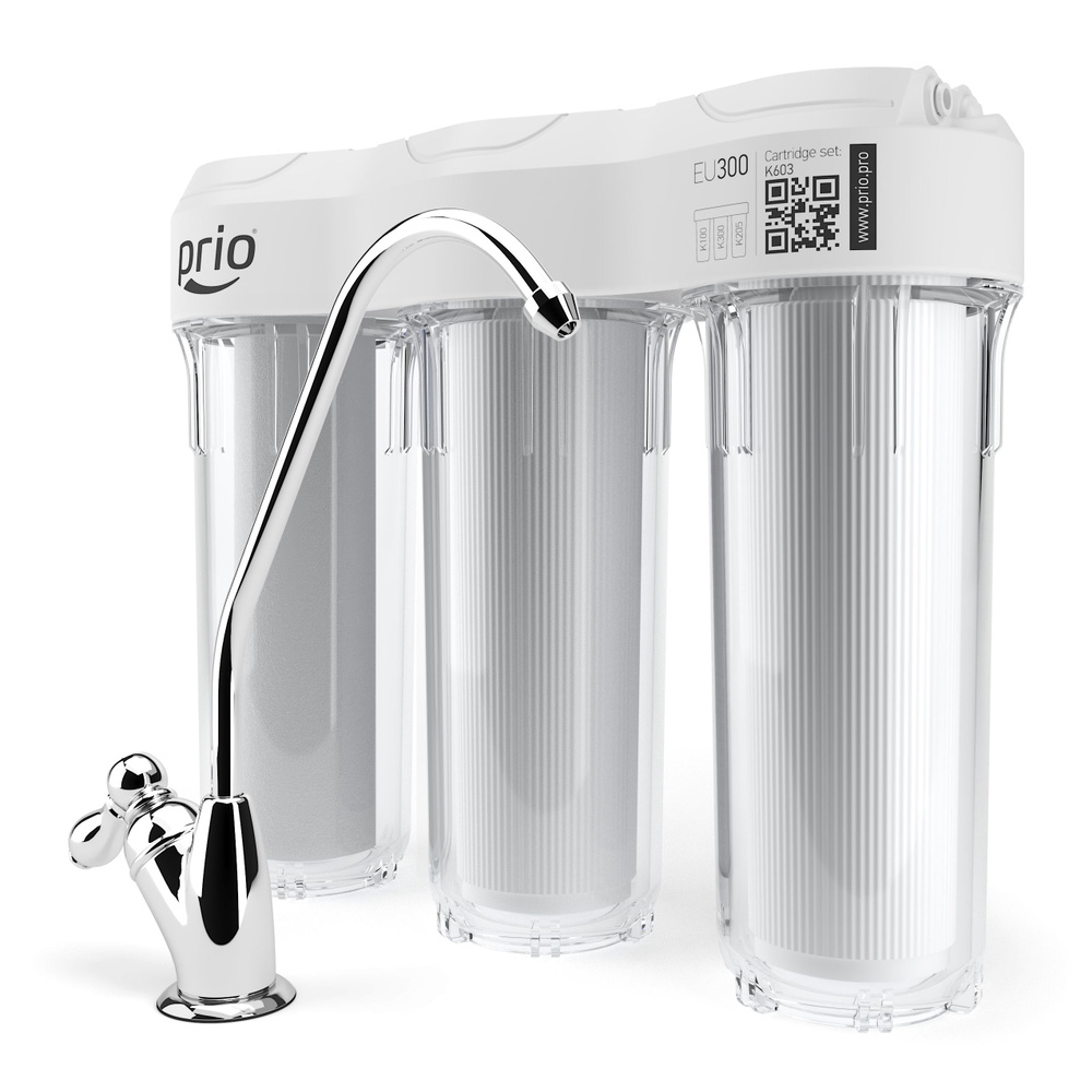 Prio EU300 NEW, 3 ступени с умягчением, Slim Line 10", фильтр для воды ...