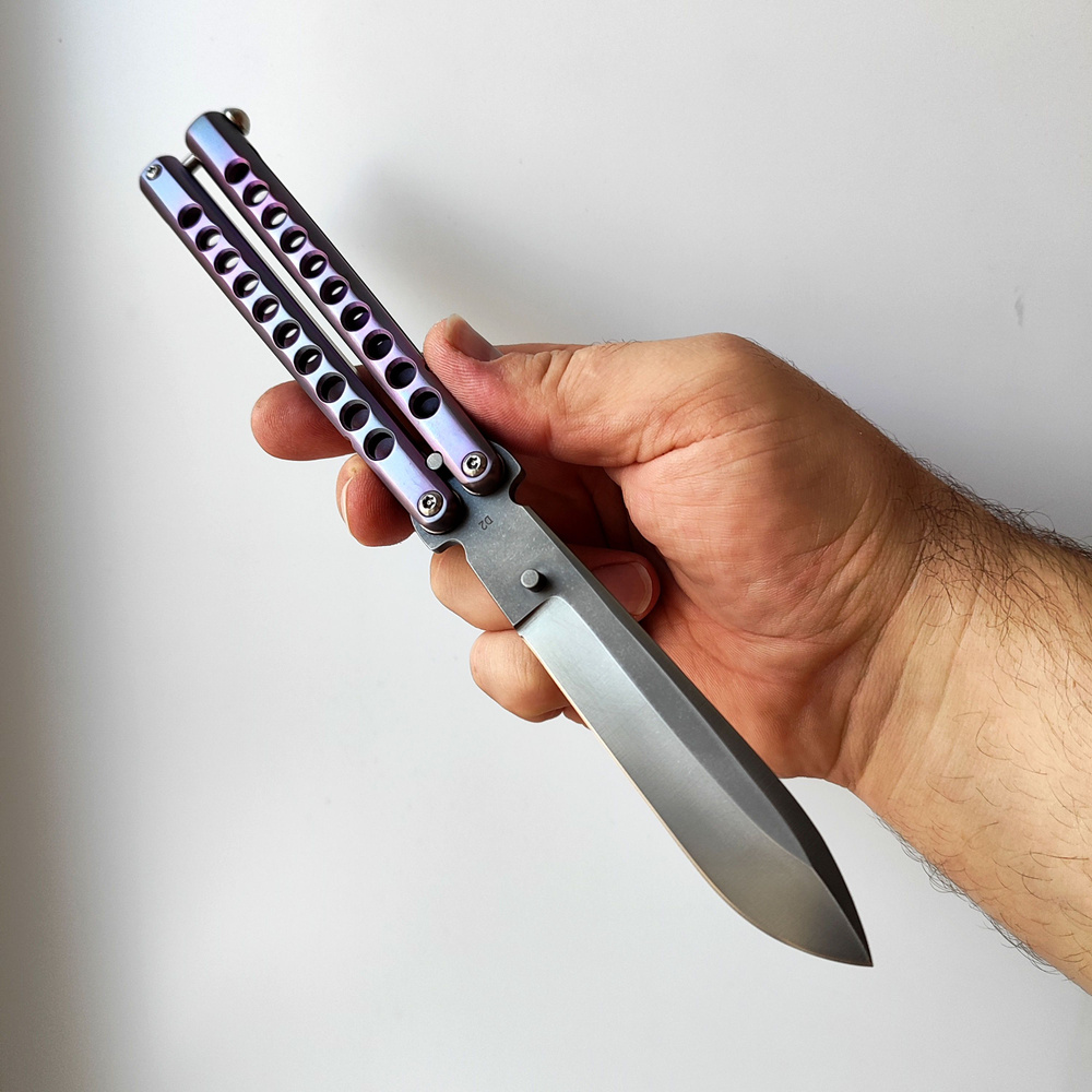 Нож бабочка, балисонг Atroposknife "Kirat" RE фиолетовый. Нож складной ...