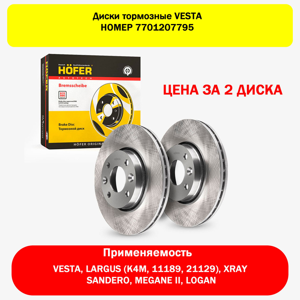 Диски тормозные LADA (VESTA, XRAY LARGUS), RENAULT DACIA (LOGAN ...