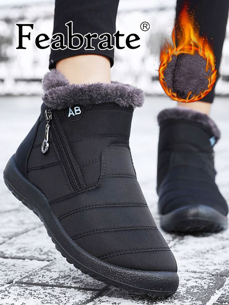 Ботинки Женский Feabrate черный, размер 42 Зима Молния Без каблука купить c доставкой на OZON по ...