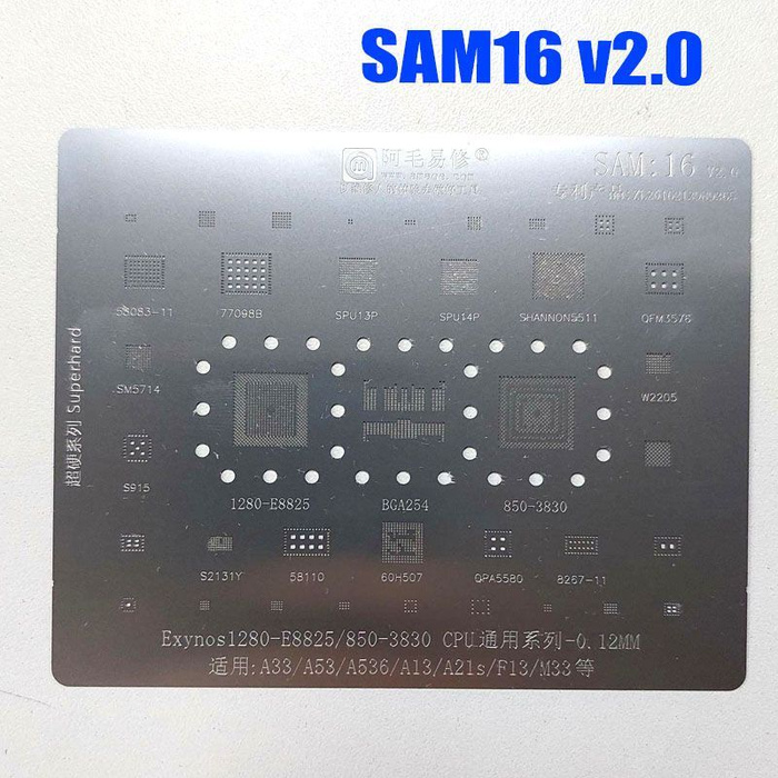 AMAOE BGA трафарет Samsung (SAM16 v2) Exynos 1280 / 3830 XGO - купить с ...