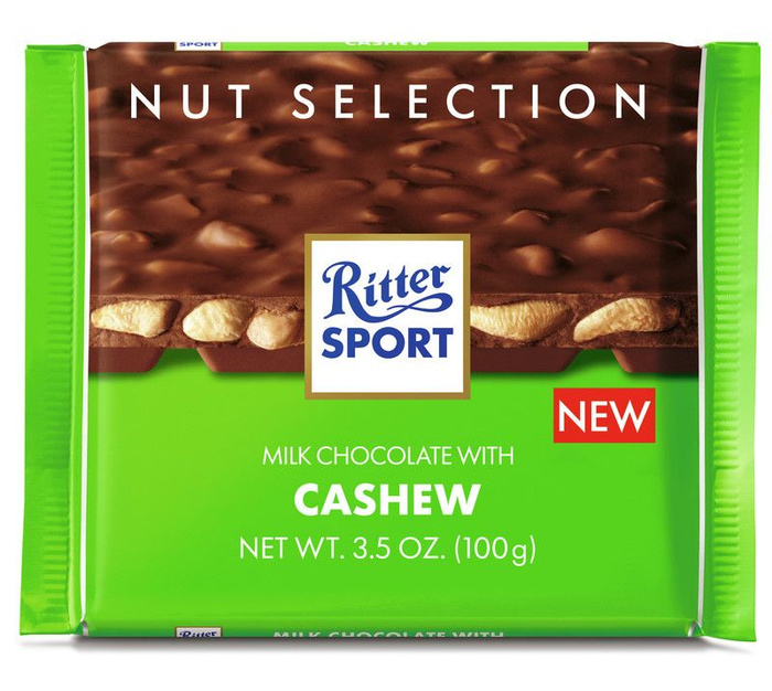 Шоколад молочный Ritter Sport с кусочками солёного кешью, 100г - купить ...