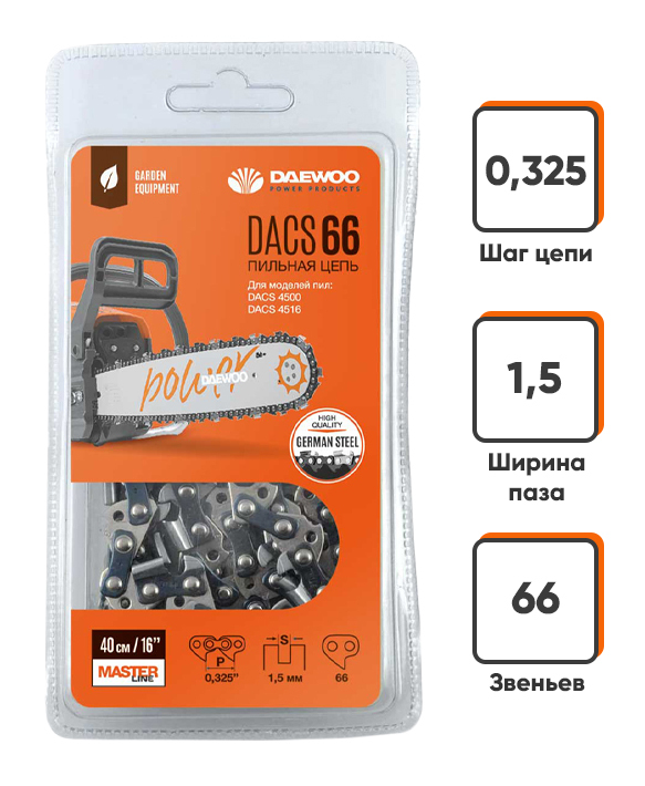 Пильная цепь DAEWOO DACS 66 (40 см, 0.325, 1,5 мм, 66 звеньев) купить ...