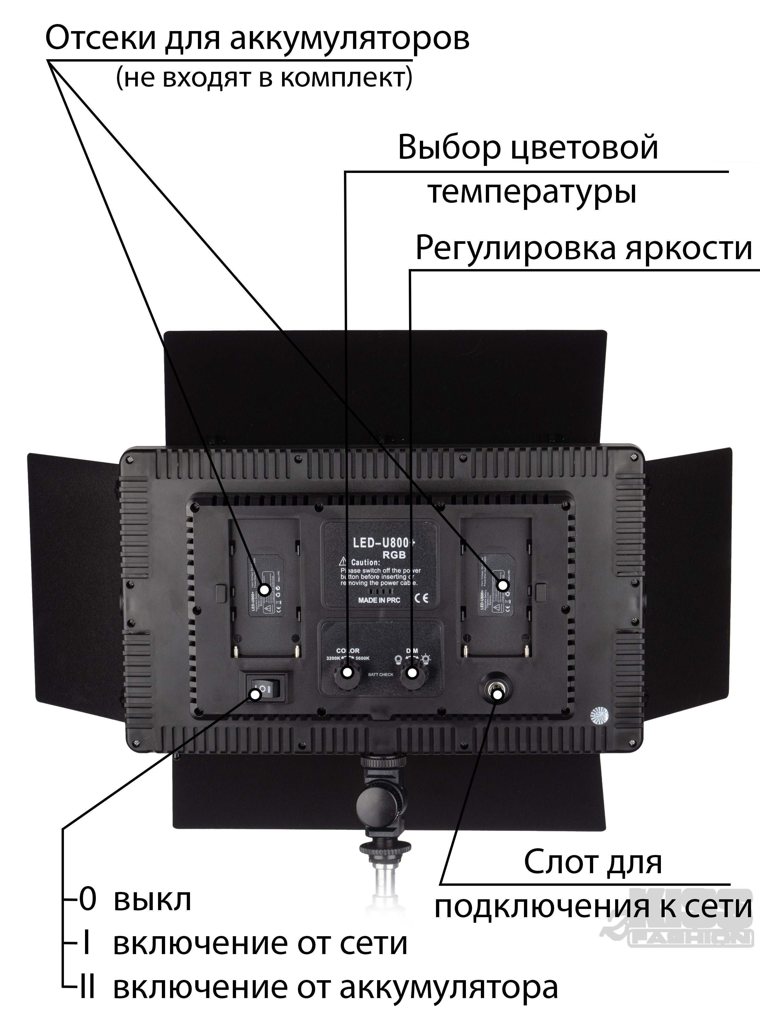 Видеосвет RGB с напольным УСИЛЕННЫМ штативом PRO LED 800/ручной штатив ...