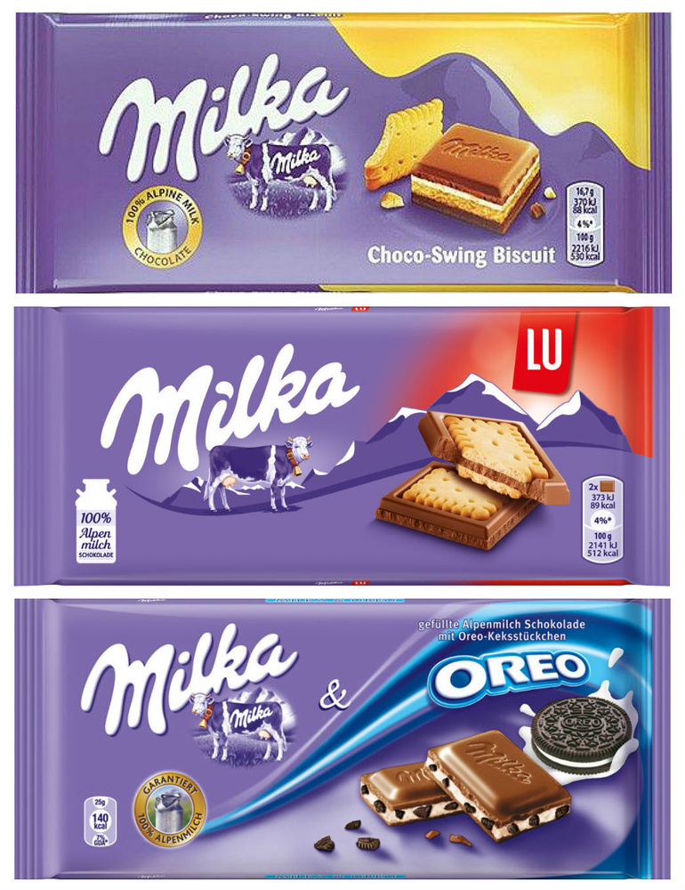 Шоколад Milka Cream & Biscuit + LU + Oreo (3 шт) - купить с доставкой ...