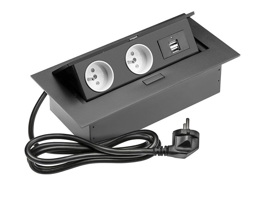 Блок розеток выдвижной, прямоугольный врезной 2 розетки AE-PBU2GU-20 ...