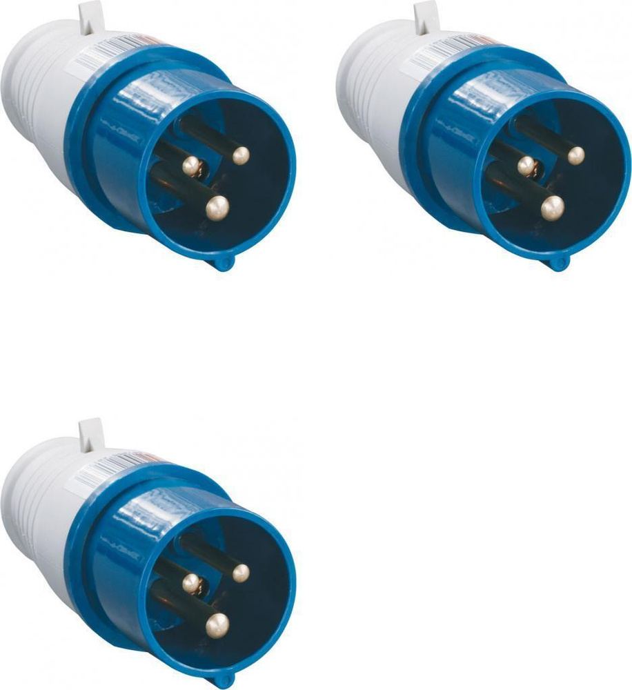 Вилка силовая переносная IEK 2Р+РЕ 16А 250В пластиковая IP44 (комплект ...