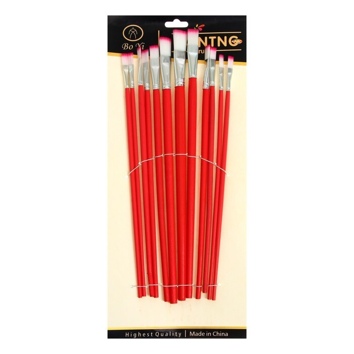 Набор кистей для рисования Плоская, 12 шт. - купить с доставкой по ...