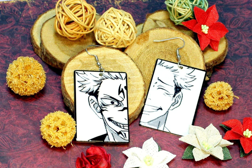 Серьги с персонажем Yuji Itadori (Юдзи Итадори) из аниме Jiujicu Kaisen ...