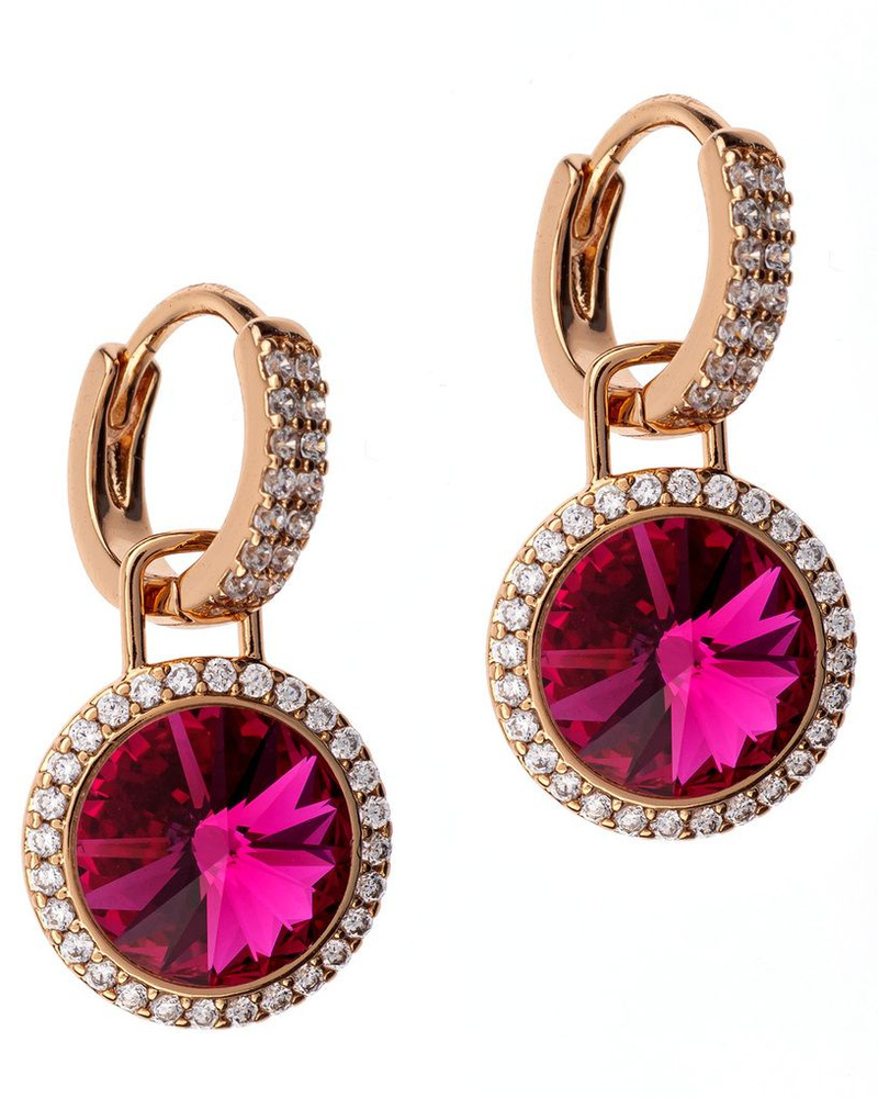 Бижутерия Сваровски серьги кольца длинные висячие малиновый Ксюпинг ...