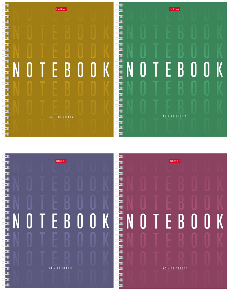Набор тетрадей Hatber 96 листов, формата А5, в одну линию, на гребне, 65 г/кв. м, 4 штуки/4 ...