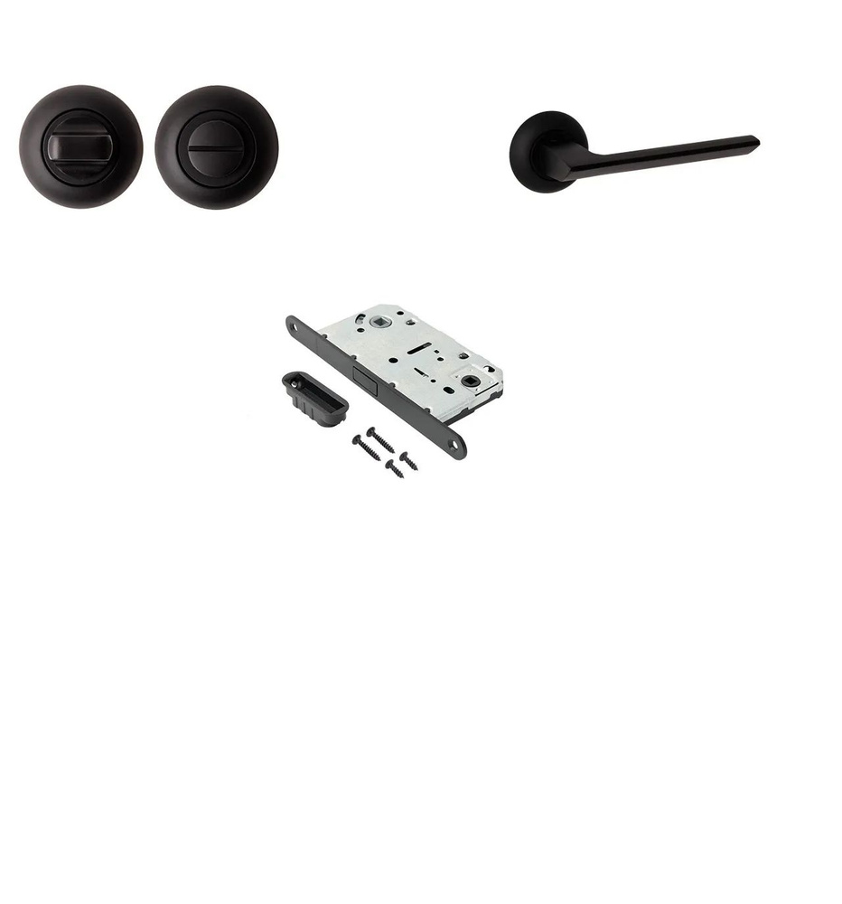 Готовый комплект: Ручки дверные Code Deco H-14105-A-BLM + фиксатор (завертка) + защелка ...