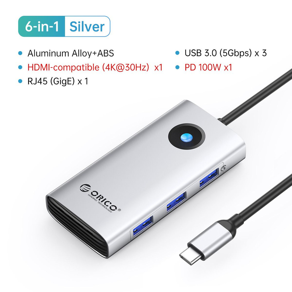 Док станция Orico Type C Hub до 4k60 Гц Hdmi совместимый адаптер Usb 3