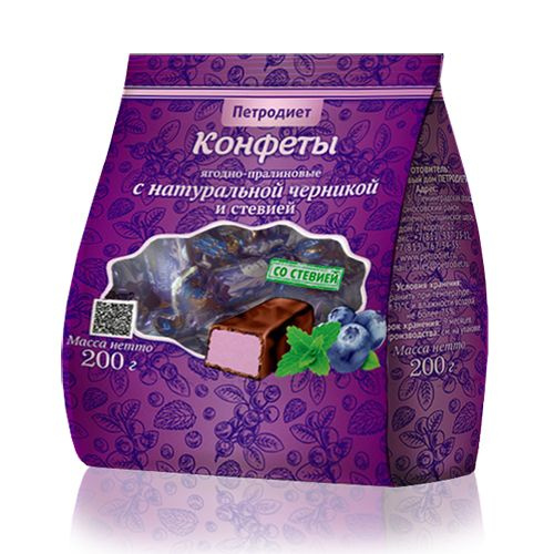 Конфеты Петродиет пралиновые с натуральной черникой и стевией, 200г ...