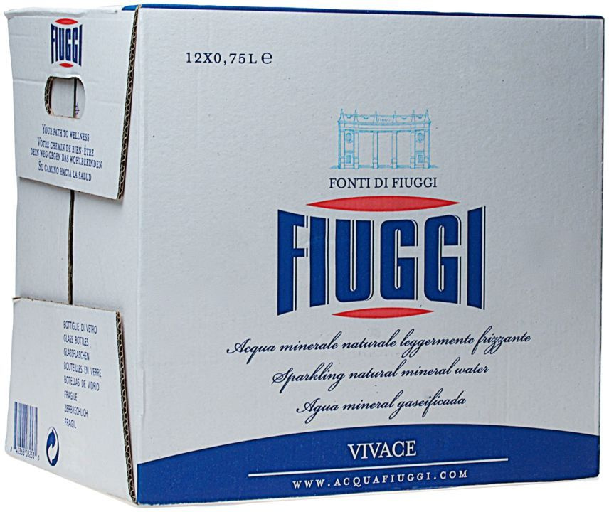 FIUGGI вода минеральная 1 л х 6 шт, Италия, газированная, стекло ...