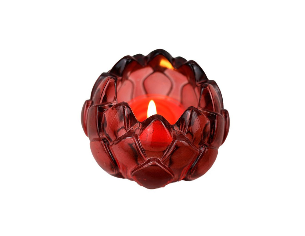 Стеклянный подсвечник для чайной свечи Сердце Лотоса 8*6 см, розовый ...