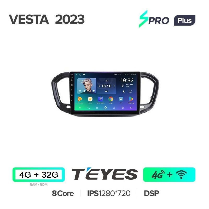 Магнитола Lada Vesta NG 2023 Teyes Spro Plus 4/32Гб ANDROID 10 - 8ми ядерный процессор, IPS ...