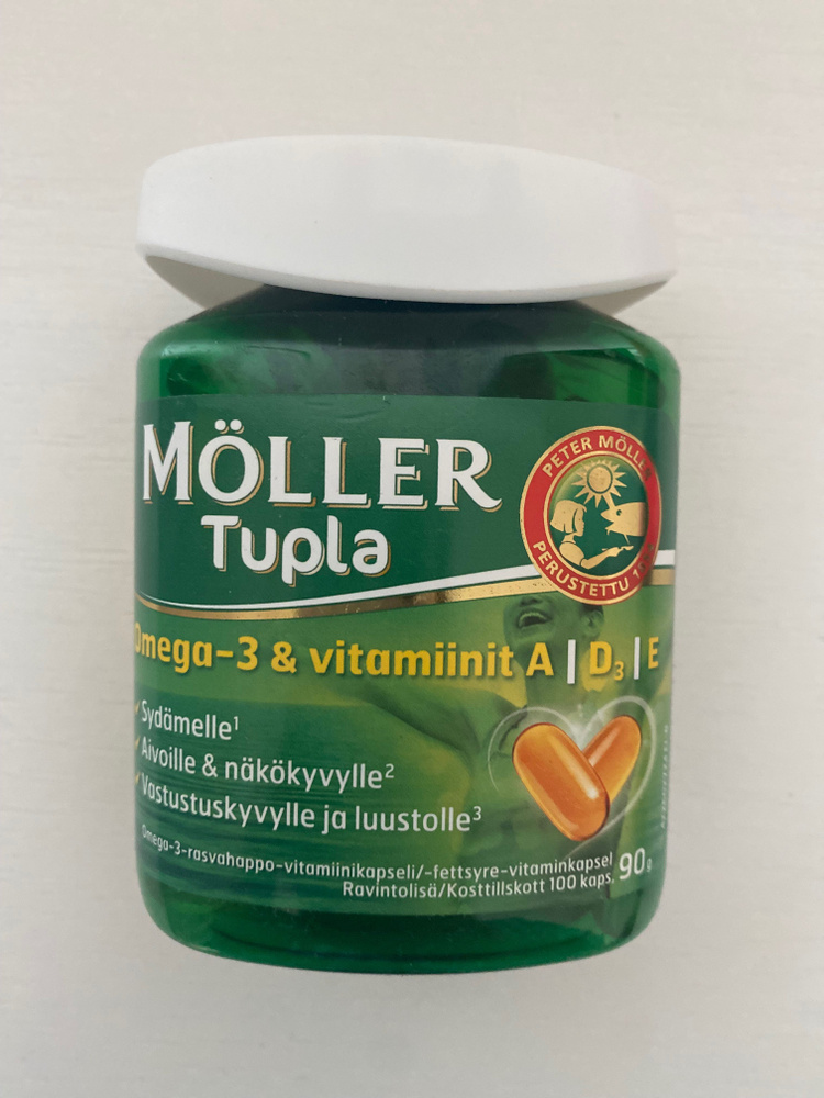 Moller Tupla Omega-3 капсулы с рыбьим жиром и витаминами, 100 шт ...