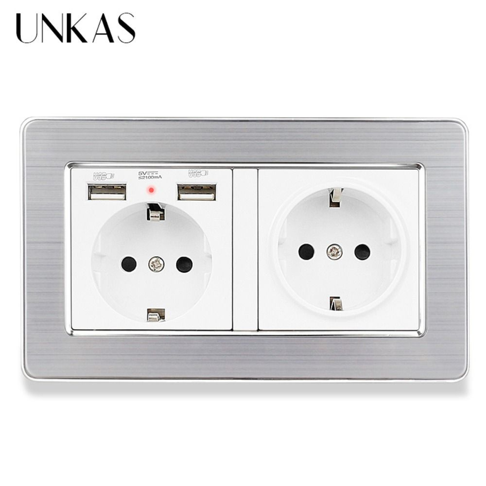 Розетка с двойной панелью USB 5V 2.1A из нержавеющей стали купить на ...
