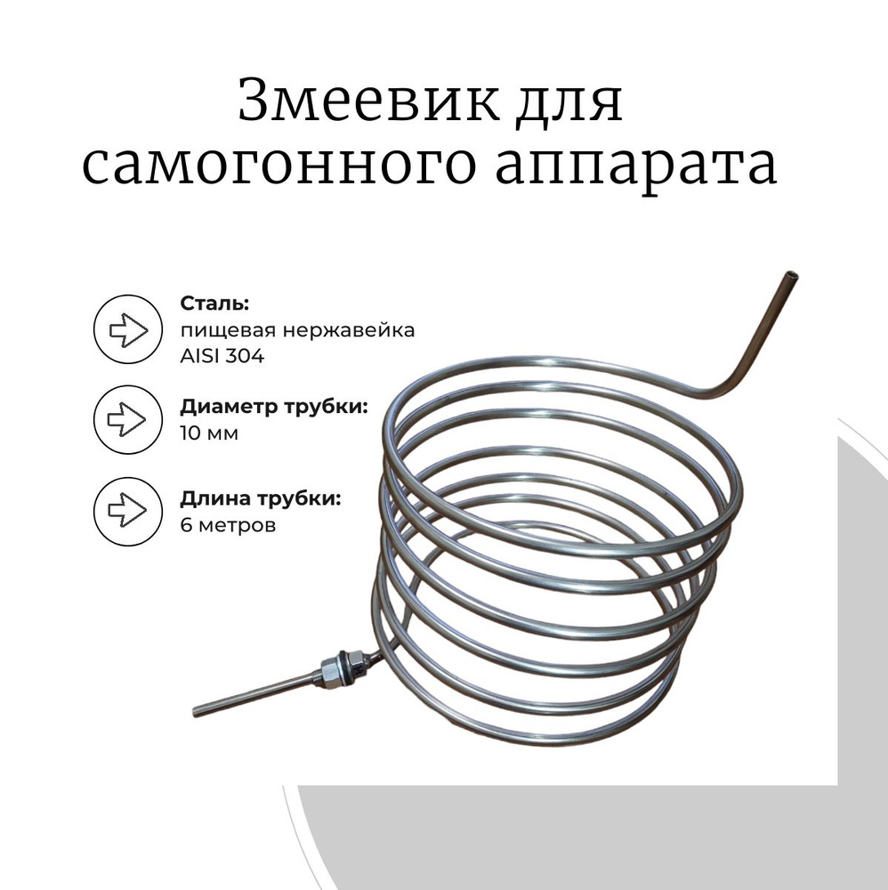 Змеевик для самогонного аппарата 10 мм (6 м) - купить с доставкой по ...