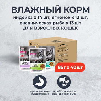 Влажные корма для кошек PRO PLAN (Проплан) – купить влажный кошачий ...