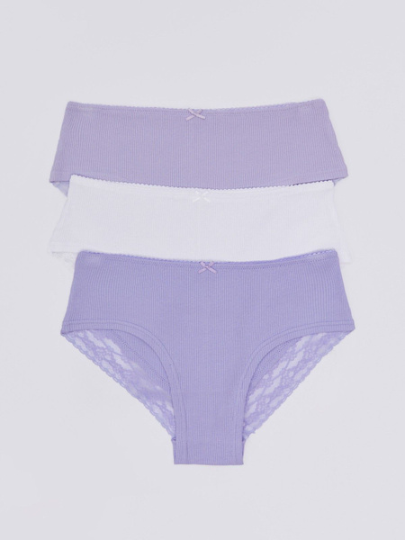 Комплект трусов Женский Zolla хипстеры Хлопок, Эластан сиреневый, размер 46 Китай Повседневный ...